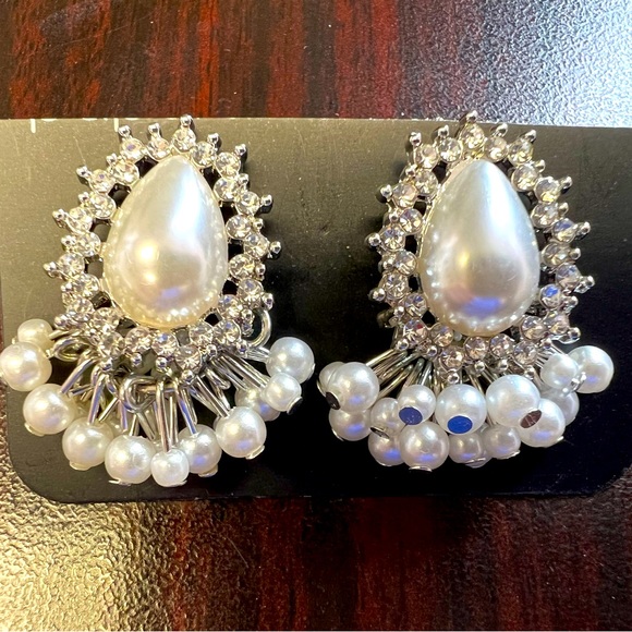 Jewelry | Rhinestone And Pearl Decorative Earrings | Poshmark